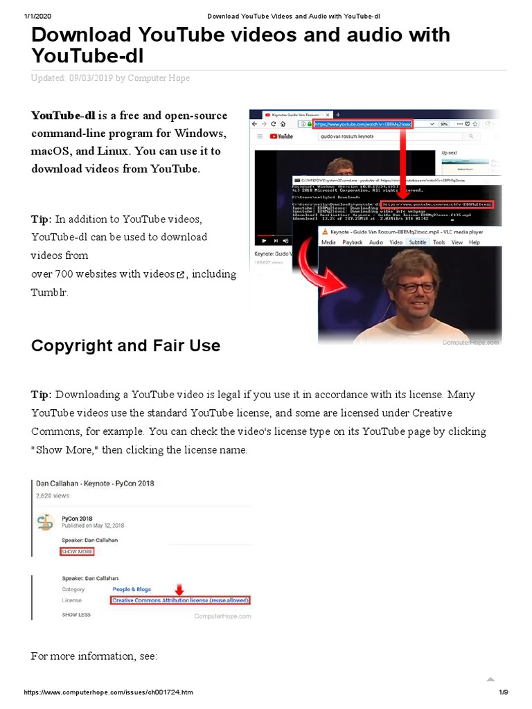 YouTube Videos and Audio With YouTube-dl | PDF | Installation (Computer Programs) | Command Line ...