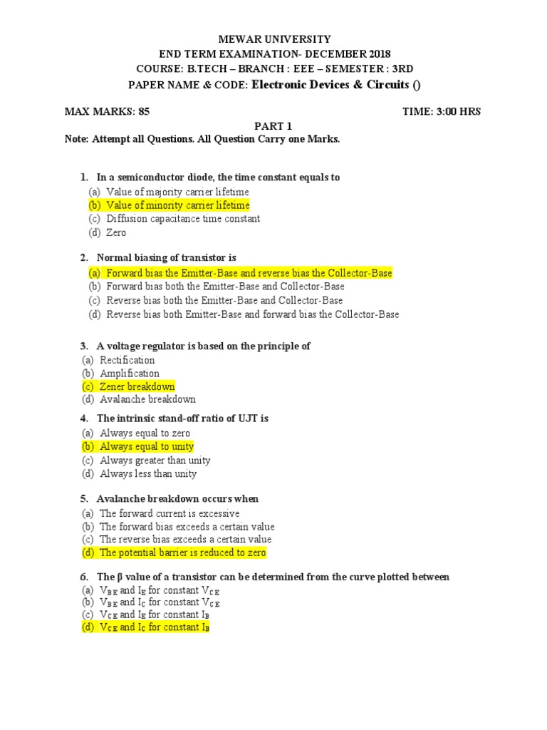 Electronics Devices and Circuits SET 1,2,3 | PDF | Field Effect Transistor | Amplifier