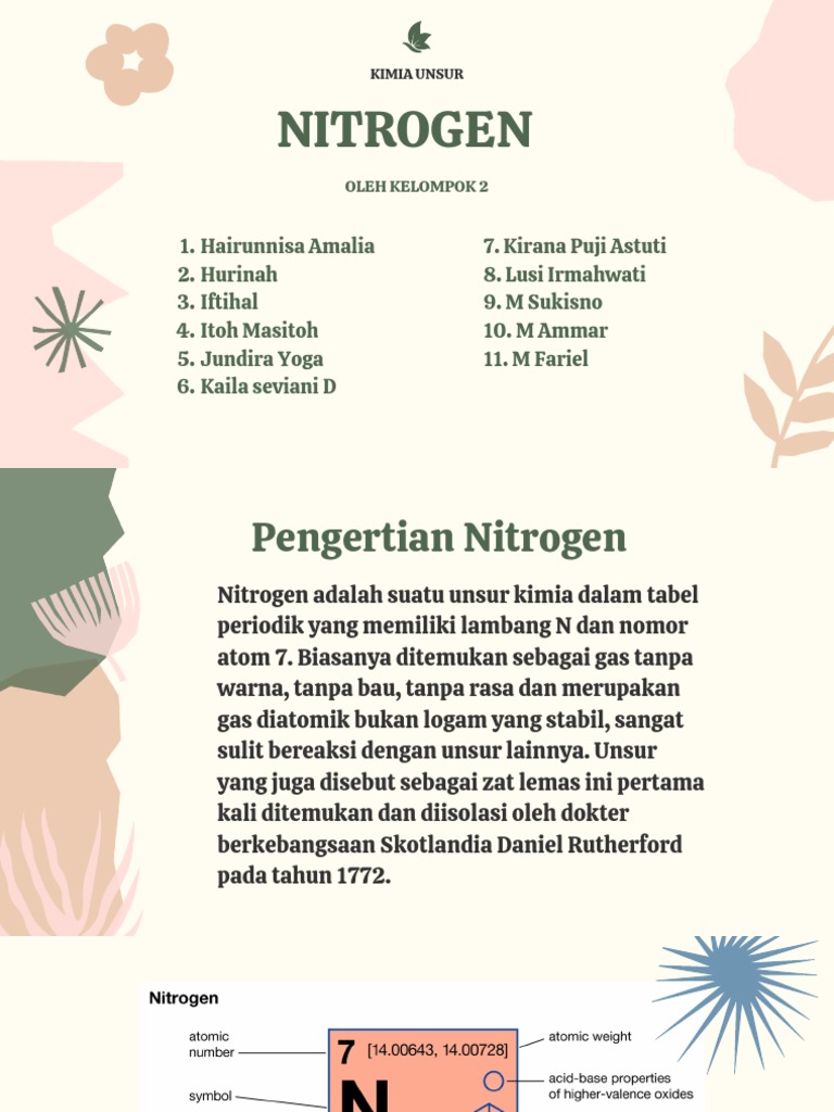 Kimia Unsur Nitrogen Kelompok 2 | PDF