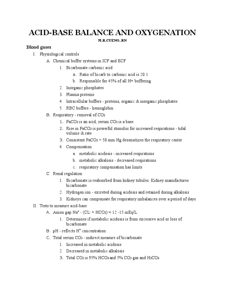 Acid-Base Balance | PDF | Physiology | Clinical Medicine
