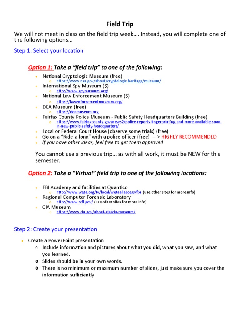 Criminal Justice Field Trip Guide | PDF | Justice | Crime & Violence