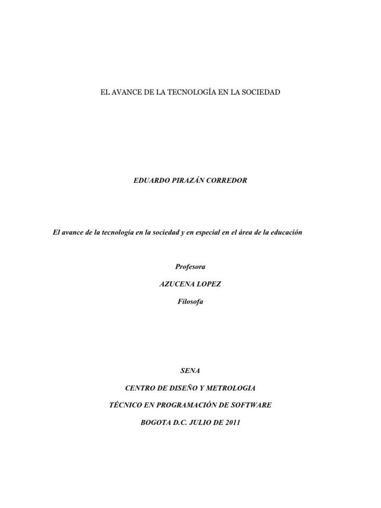 Ensayo sobre tecnología actual | PDF | Sociedad | Science