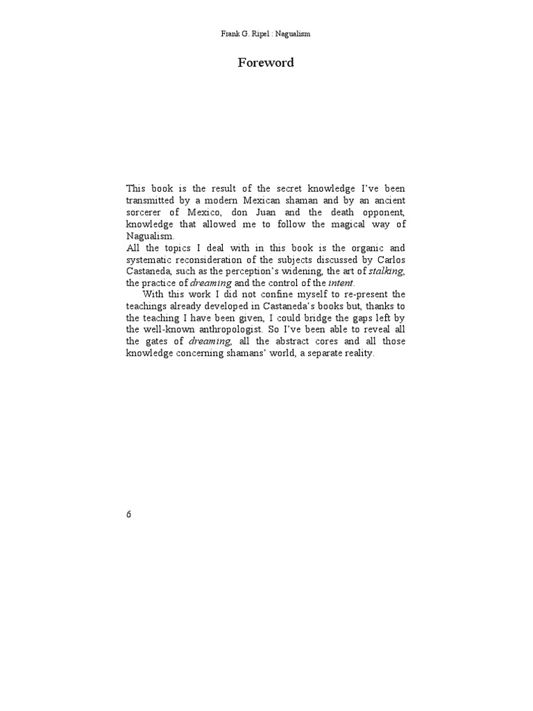Foreword: Frank G. Ripel: Nagualism | Download Free PDF | Philosophical ...