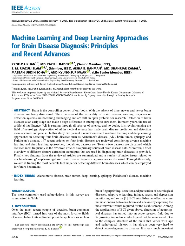 Machine Learning and Deep Learning Approaches For Brain Disease ...