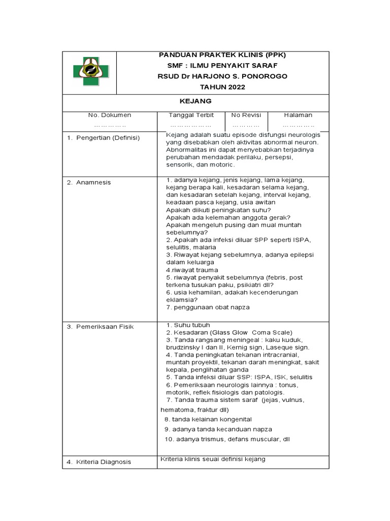 PPK Kejang (SMF Saraf) | PDF