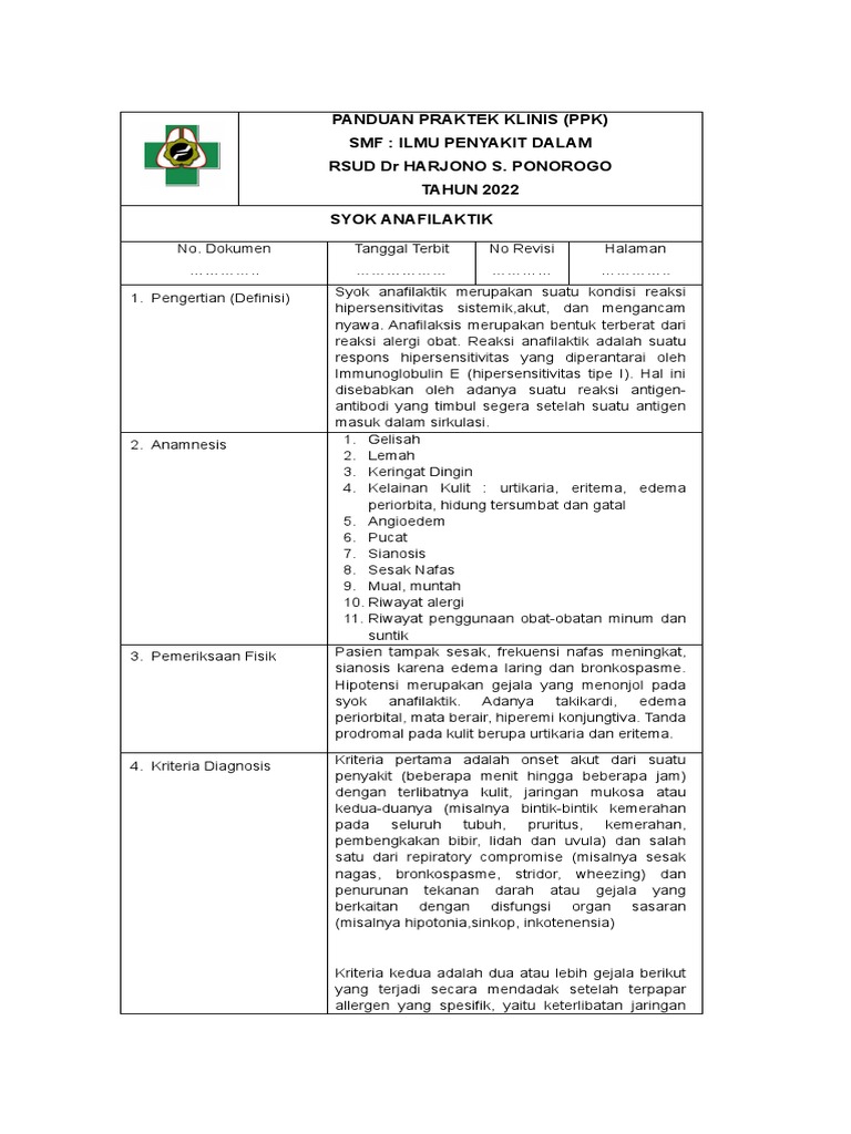 PPK Syok Anafilaktik | PDF