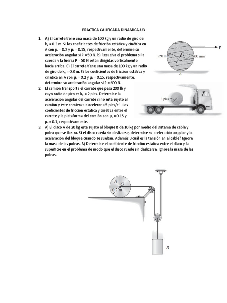 Practica Calificada Dinamica-U3 | PDF | Métodos y materiales de enseñanza | Ciencia y matemáticas