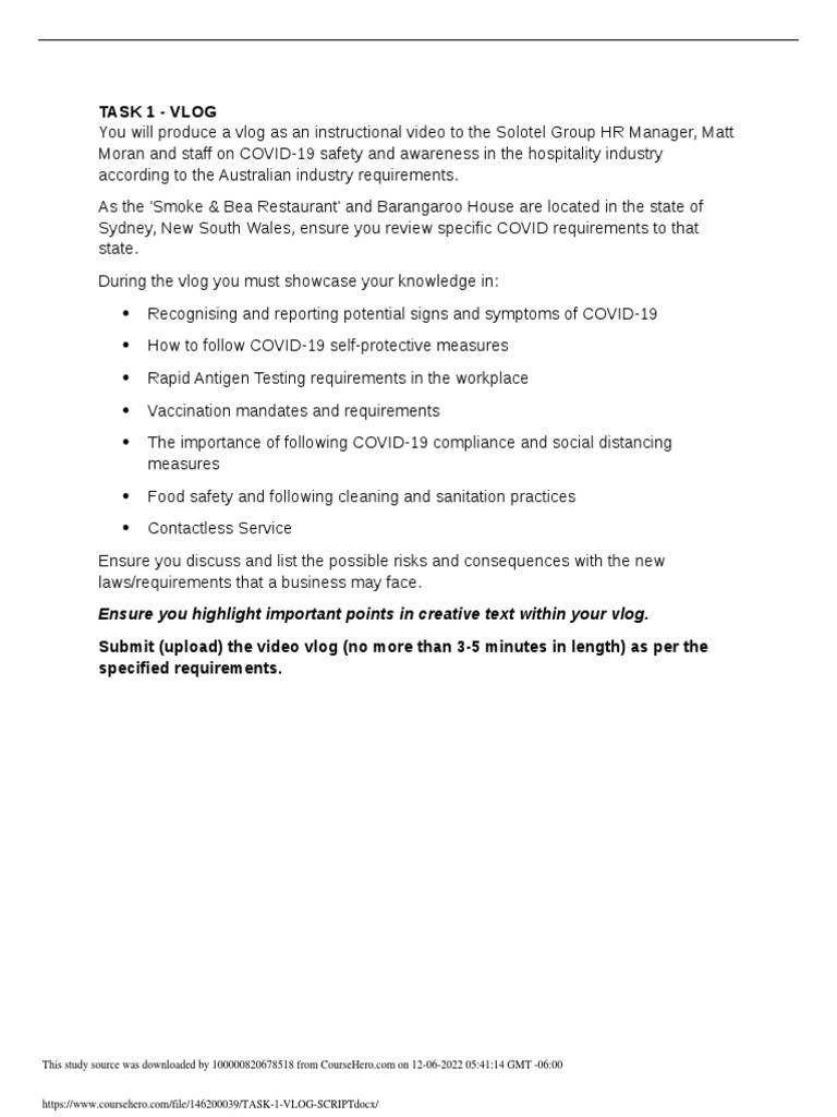 COVID-19 Safety in Hospitality Vlog | PDF | Vaccines | Medical Specialties