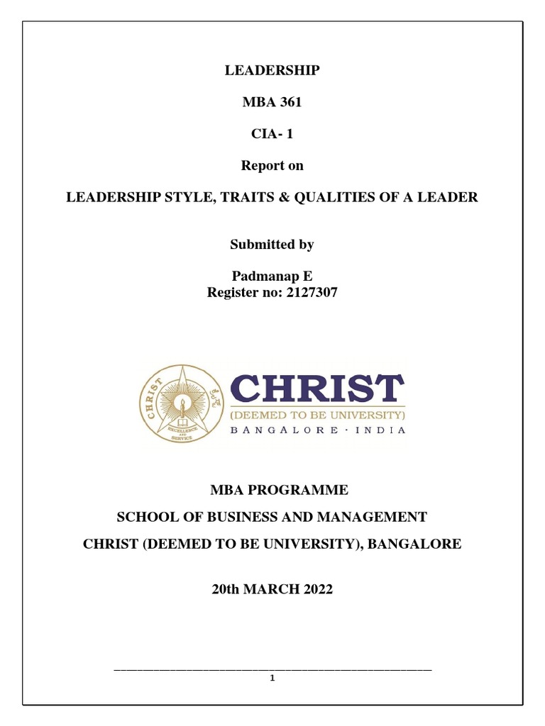 Leadership - CIA 1 - 2127307 | PDF | Singapore | World Politics