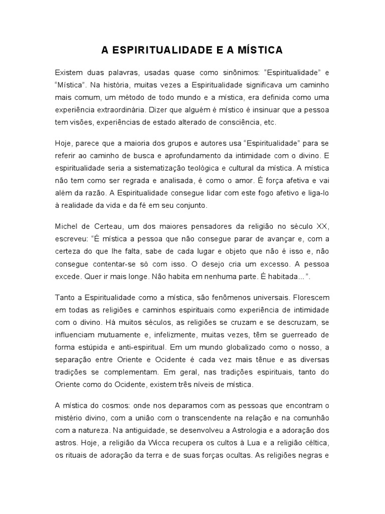 A Espiritualidade e A Mística | PDF | Misticismo | Deus