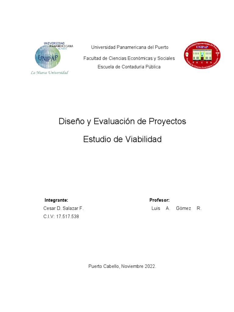 Diseño y Evaluacion de Proyectos 1 | PDF | Presupuesto | Precios