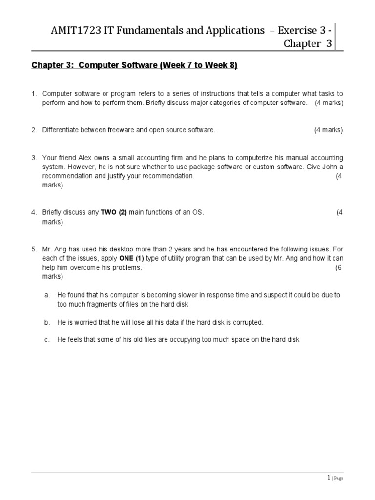 Exercise 3Q - Chapter 3 Computer Software | PDF