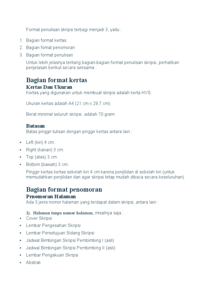 Format Penulisan Skripsi Pdf