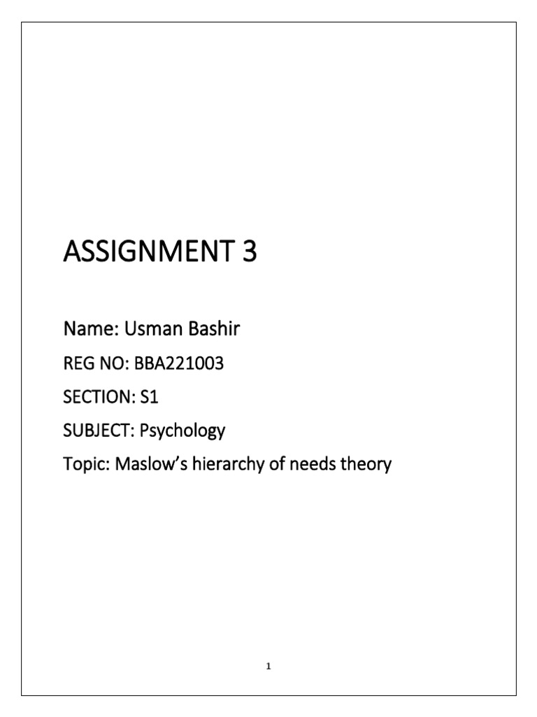 Psychology Assignment 3 | PDF | Self Actualization | Self Esteem Psychology Assignment 3 | PDF | Self Actualization | Self Esteem