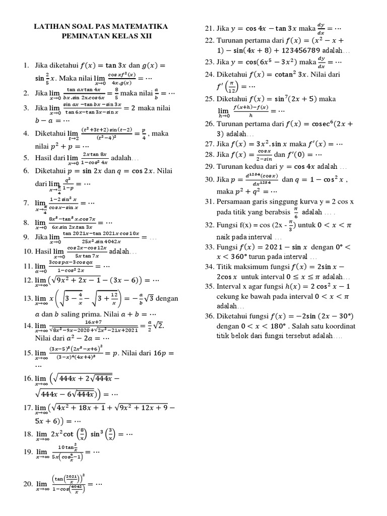(Paket 2) Latihan Soal Mat Minat XII | PDF