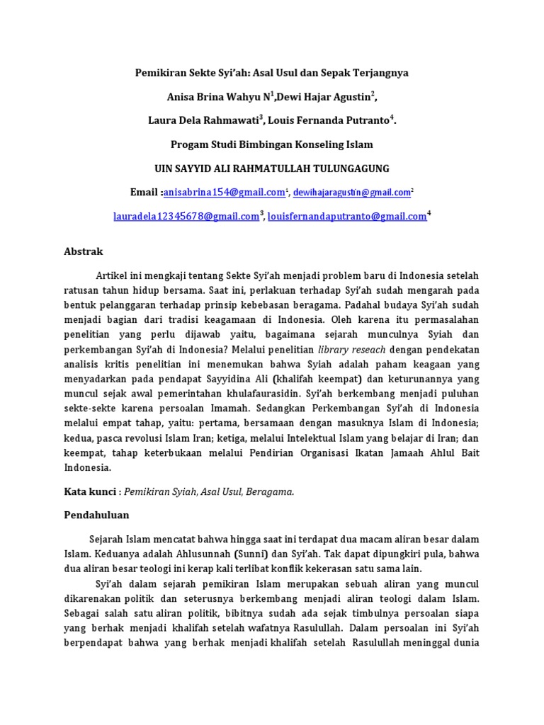 Pemikiran Sekte Syi’ah di Indonesia | PDF | Ilmu Sosial
