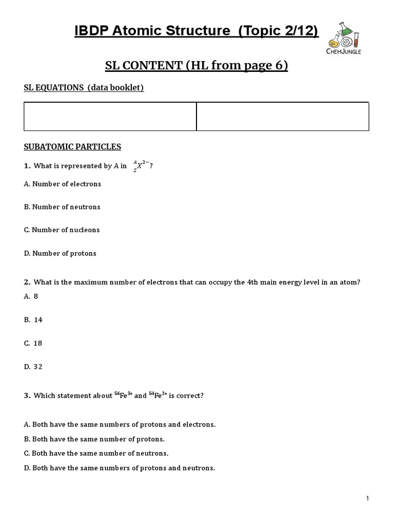 IBDP Atomic Structure Guide | PDF | Atoms | Emission Spectrum