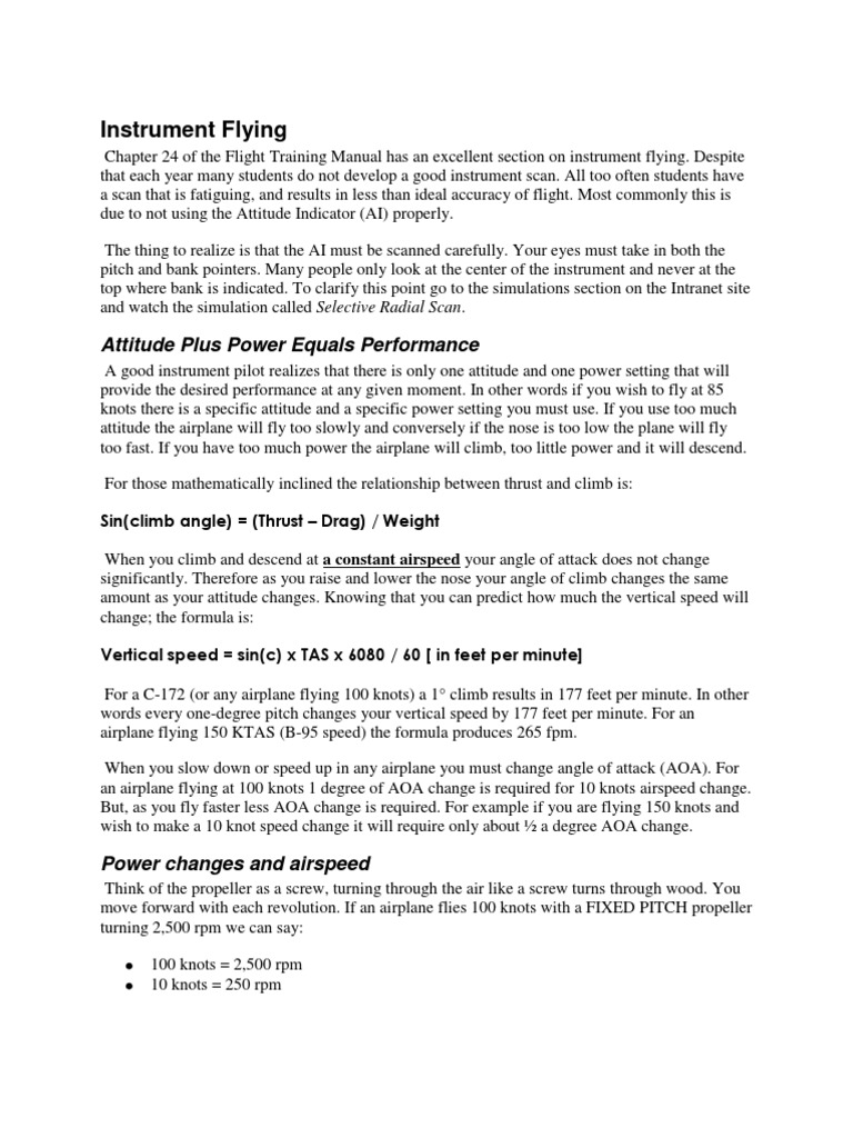 Attitude and Power in Instrument Flying | PDF