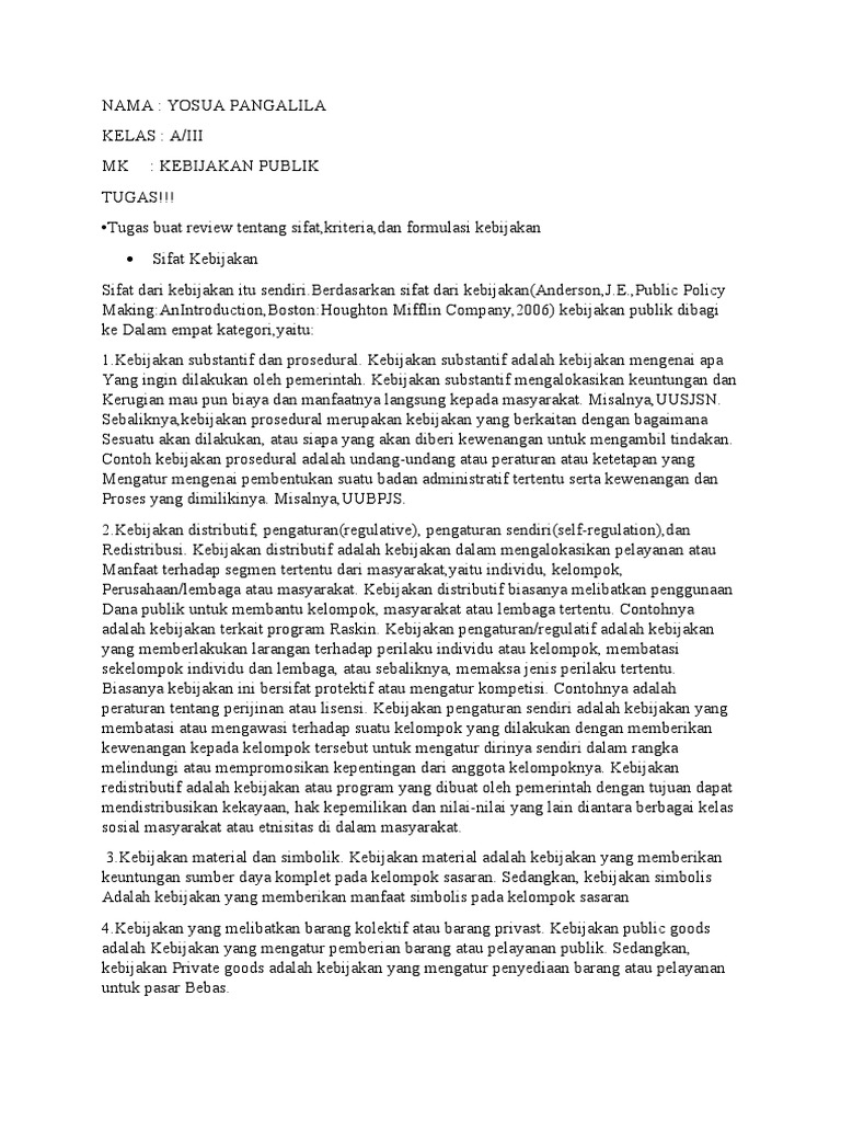 Tugas Kebijakan Publik | PDF