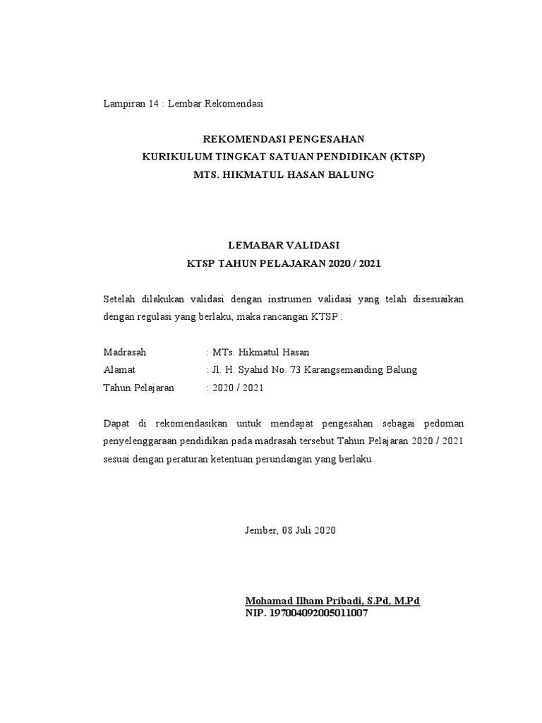 Lampiran 14. Validasi Pengawas | PDF