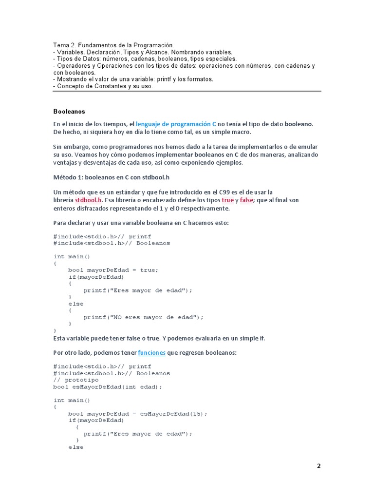 Tema 2 Fundamentos de La Programacion | PDF Tema 2 Fundamentos de La Programacion | PDF