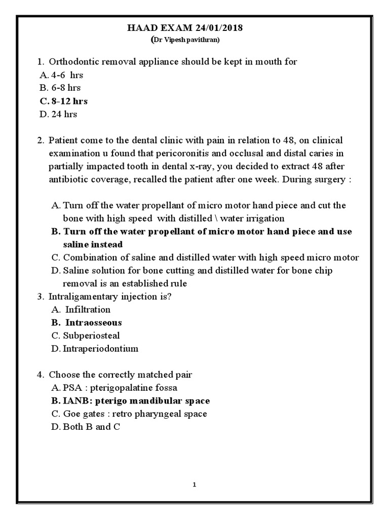 Haad Exam 24 | PDF | Tooth | Dentistry Branches