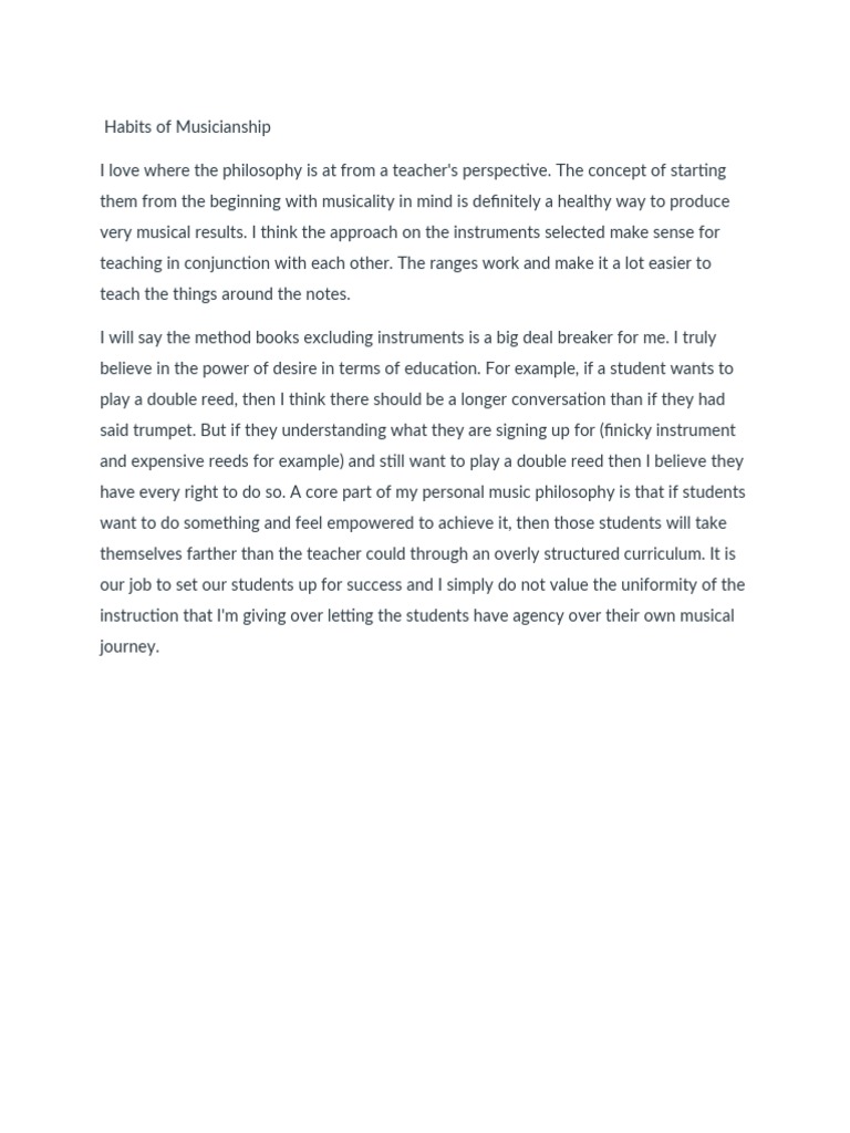 Habits of Musicianship | PDF | Wellness