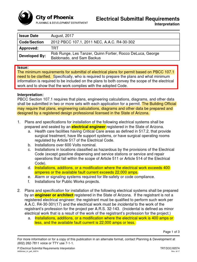 COP PBCC Electrical Submittal Requirement TRT | Download Free PDF | Electrical Wiring | Transformer