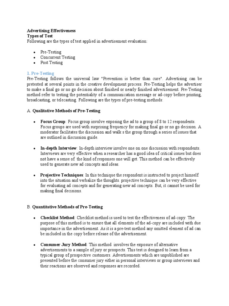 Advertising Effectiveness Pdf Advertising Survey Methodology