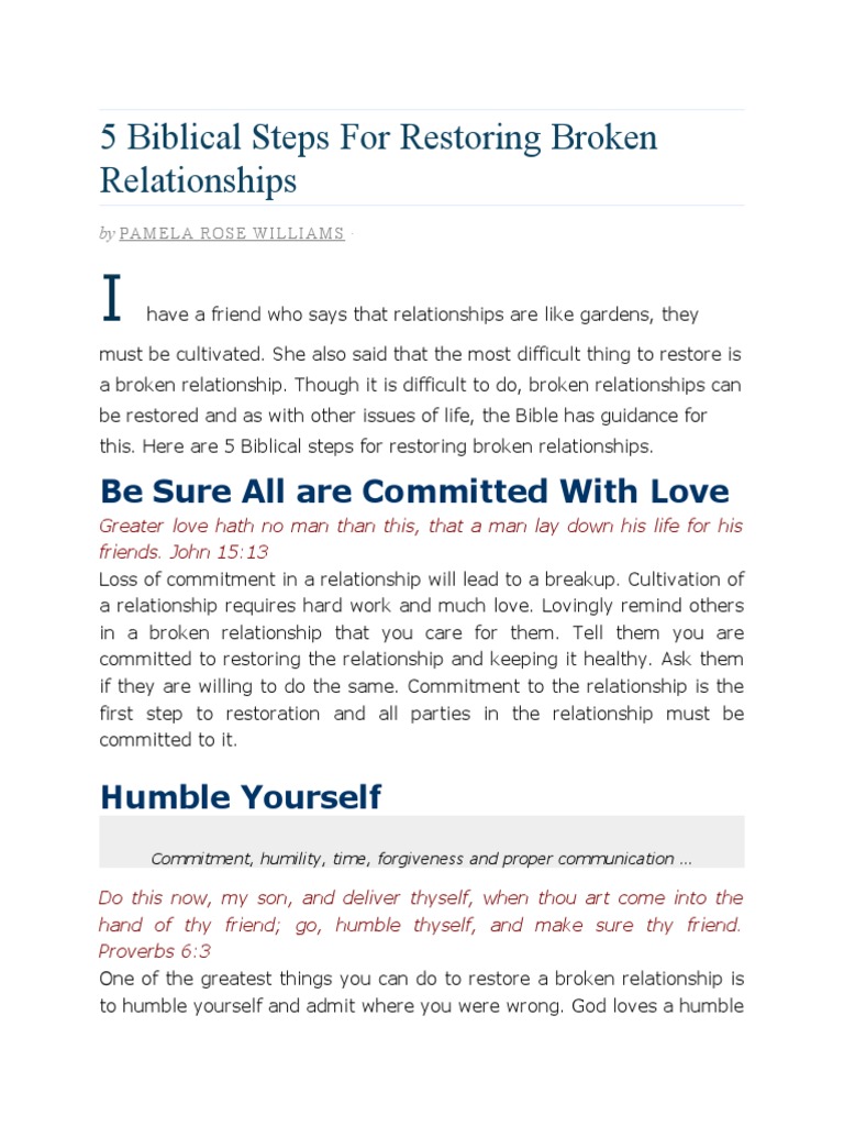 5 Biblical Steps For Restoring Broken Relationships | PDF | Forgiveness ...