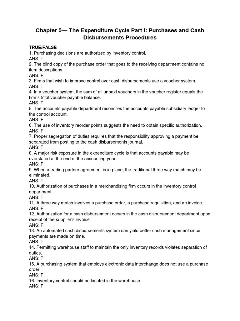 Accounting Information System - Chapter 5 - Reviewer | PDF | Accounts Payable | Voucher