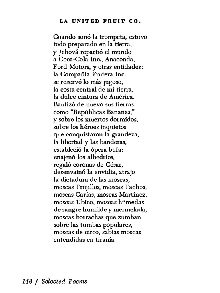 Neruda, The United Fruit Company | PDF