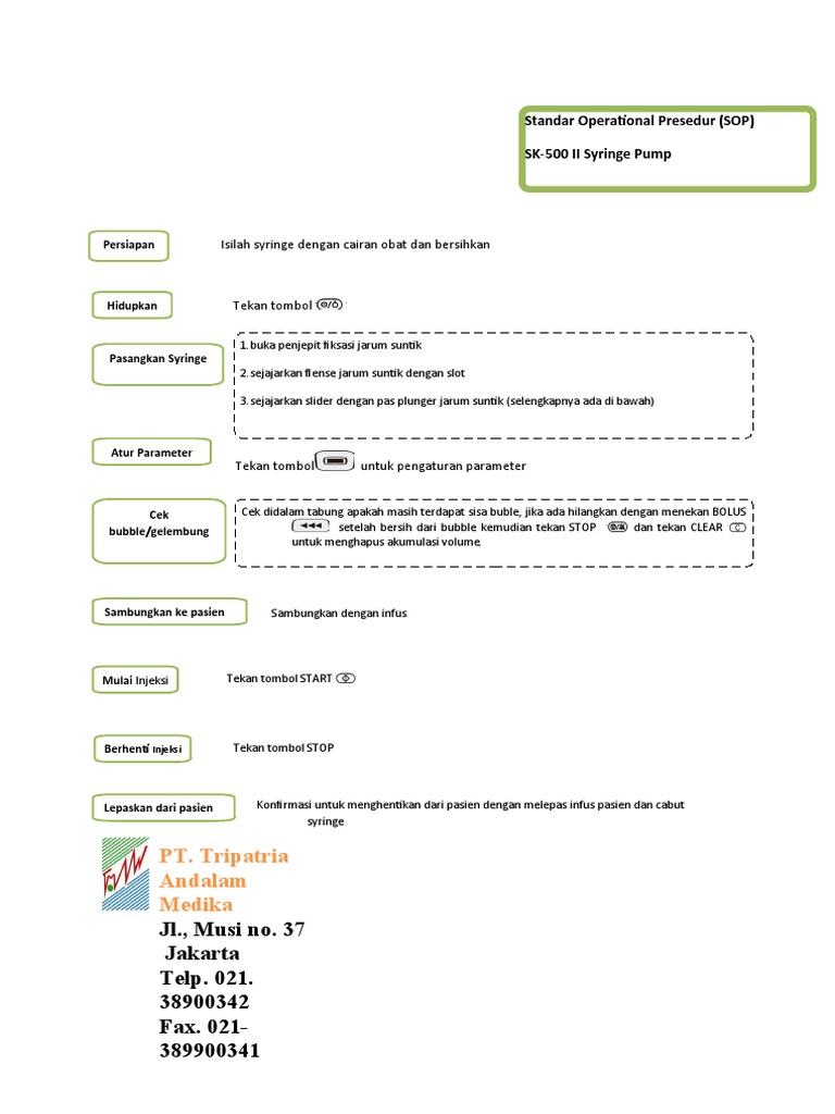 Sop Syeringe Pump SK 500II NEW VERSION | PDF | Pengembangan Diri ...