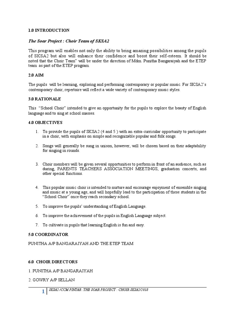 Choir Proposal | PDF | Choir | Singing