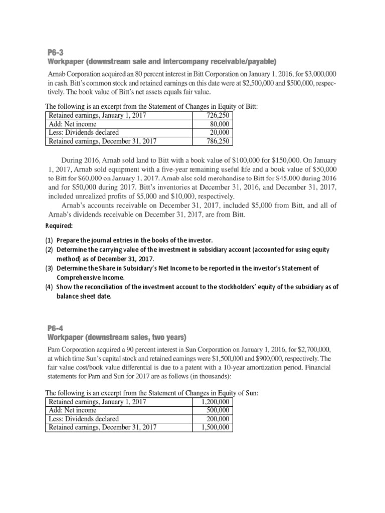 Lesson 10 Equity Method - Intercompany Transactions Exercise 2 | PDF ...