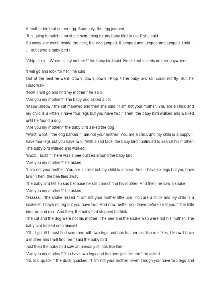 The Baby Bird's Search for His Mother: A Story About Learning to ...