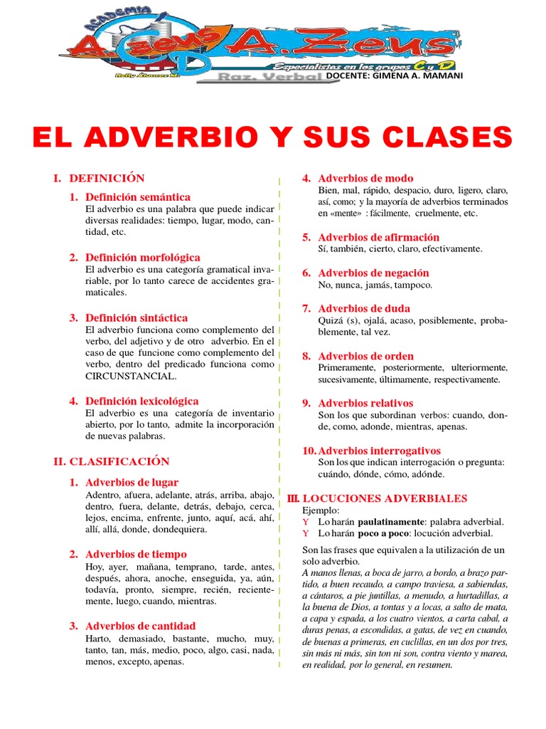 Adverbio Gimena | PDF | Adverbio | Relaciones sintácticas