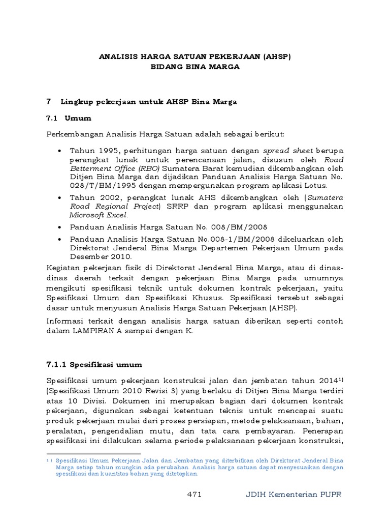 Lamp Permen PUPR 28-2016 - AHSP Bidang Umum-SDA-Cipta Karya-Bina Marga SAJA | PDF