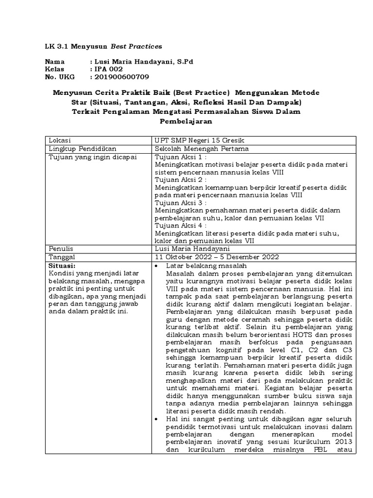 LK 3.1 Menyusun Best Practices | PDF