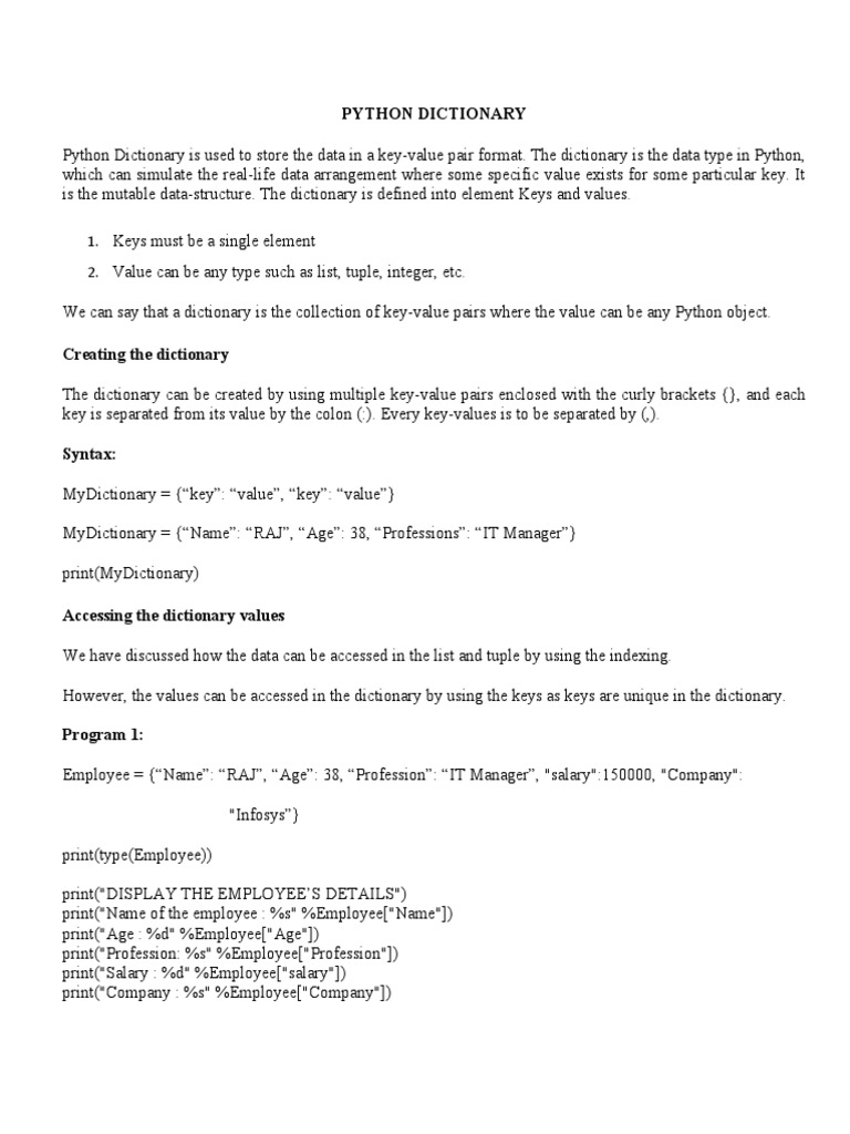 Python Dictionary | Download Free PDF | Computer Engineering | Software Development