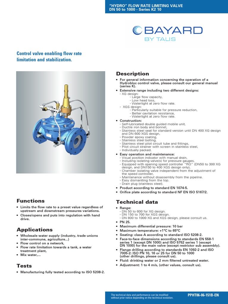 K210B Bayard FLV en | PDF | Valve | Flow Measurement