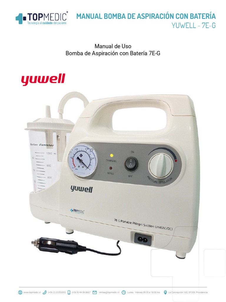 Manual Bomba Aspiracion Con Bateria Yuwell 7EG TopMedic | PDF | Bomba ...