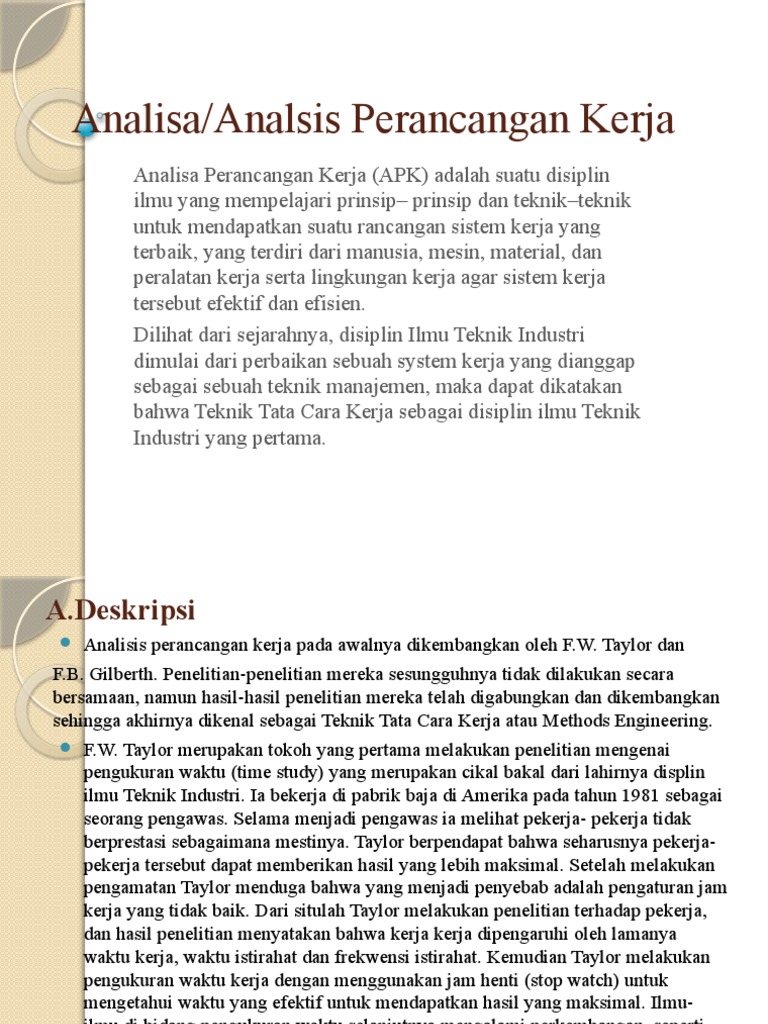 Materi Analisis Perancangan Kerja | PDF | Seni | Teknologi & Rekayasa