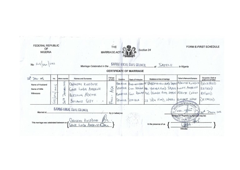 Marriage Certificate | PDF