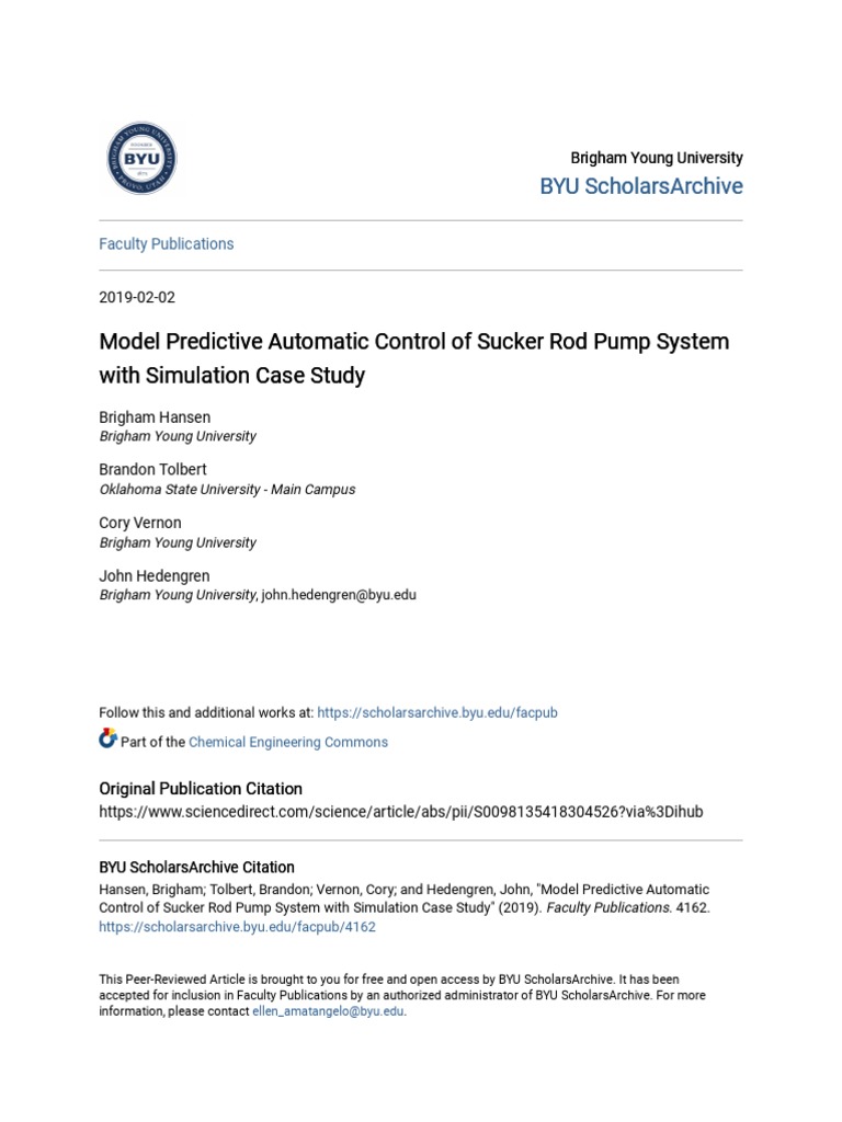 Model Predictive Automatic Control of Sucker Rod Pump System With | PDF | Partial Differential ...