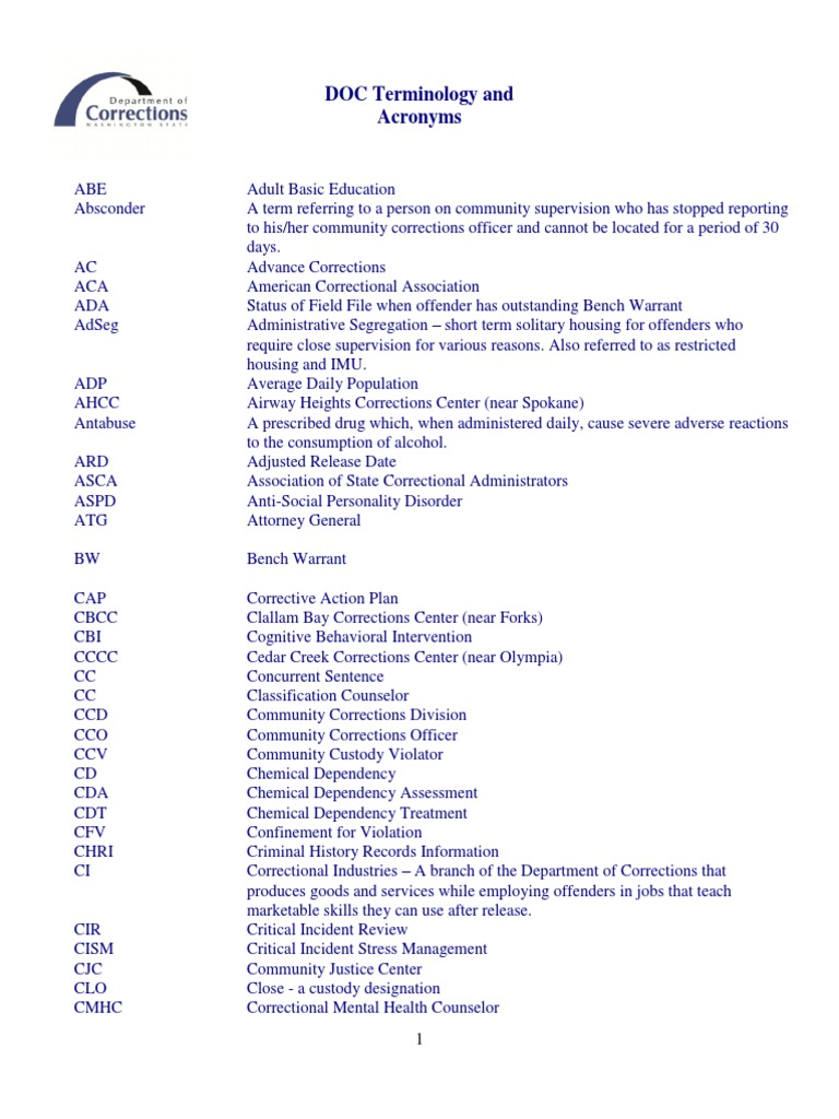 Acronyms | PDF | Prison | Criminal Justice