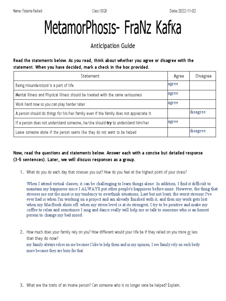 Anticipation Guide: Stress and Isolation | PDF | Mental Health | Emotions