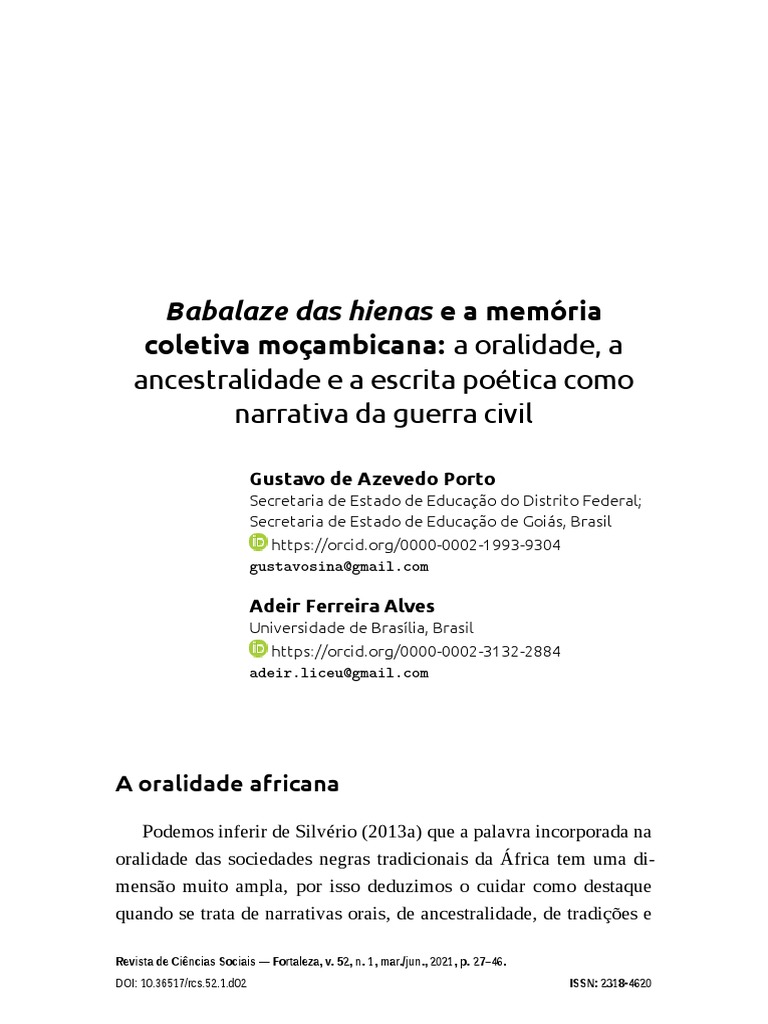 Babalaze Das Hienas - Artigo Gustavo e Adeir - Publicado 61242-Texto Do ...
