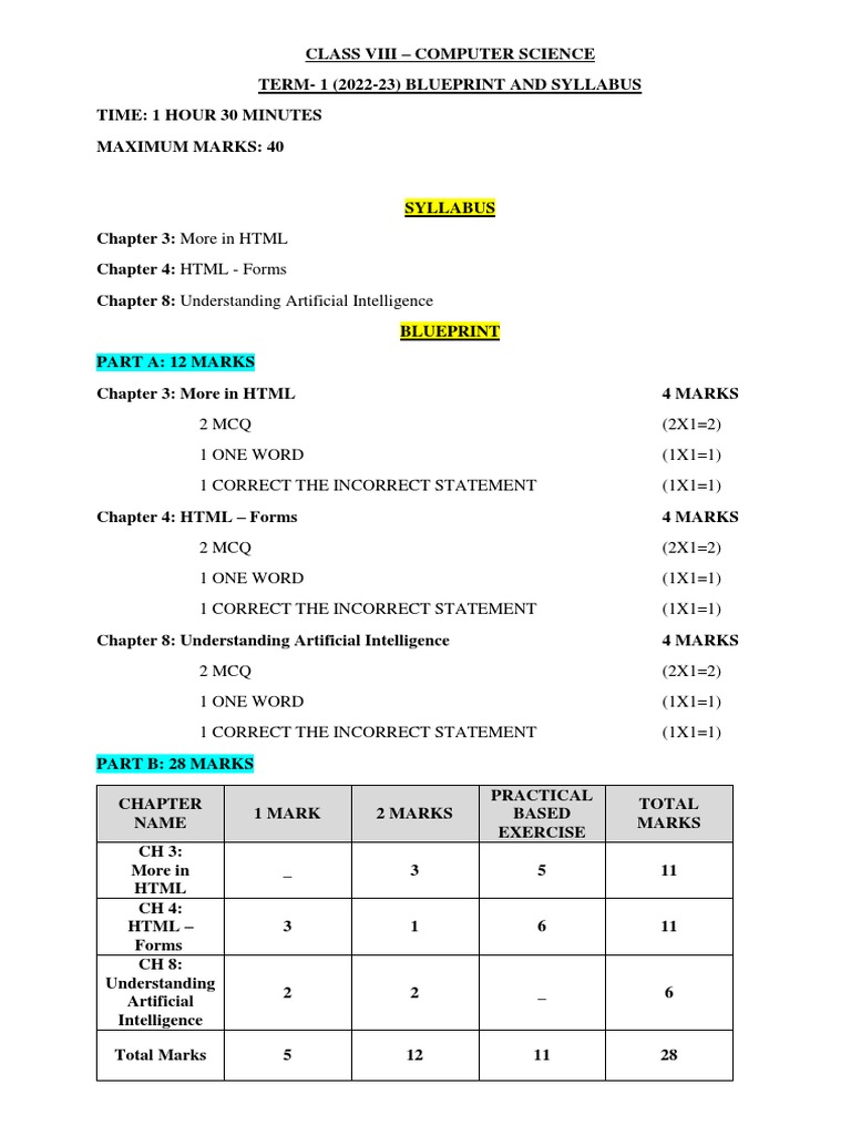 Blueprint - Viii - Computer SC | PDF
