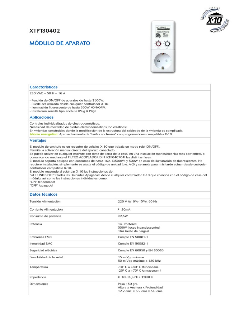 Módulo X-10 para Control de Electrodomésticos | PDF | Enchufes y tomas ...